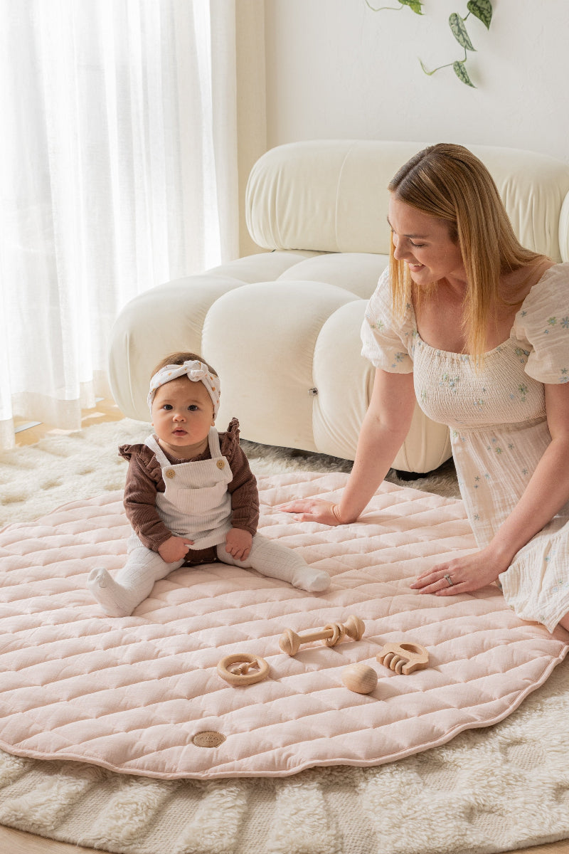 Linen Baby Mat | French Linen Soft Pink Play Mat | The Kairos Child